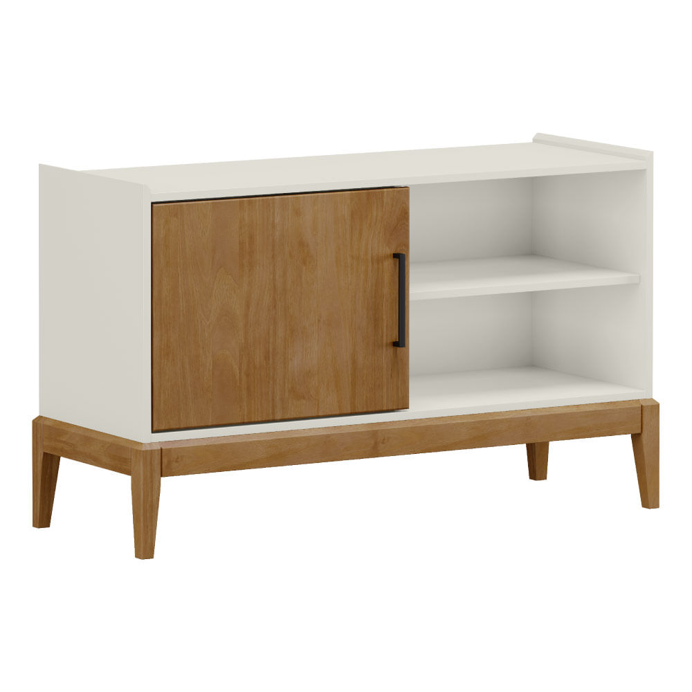 Rack Milan com 01 Portas Off White e Freijó 1,08m | Openbox2